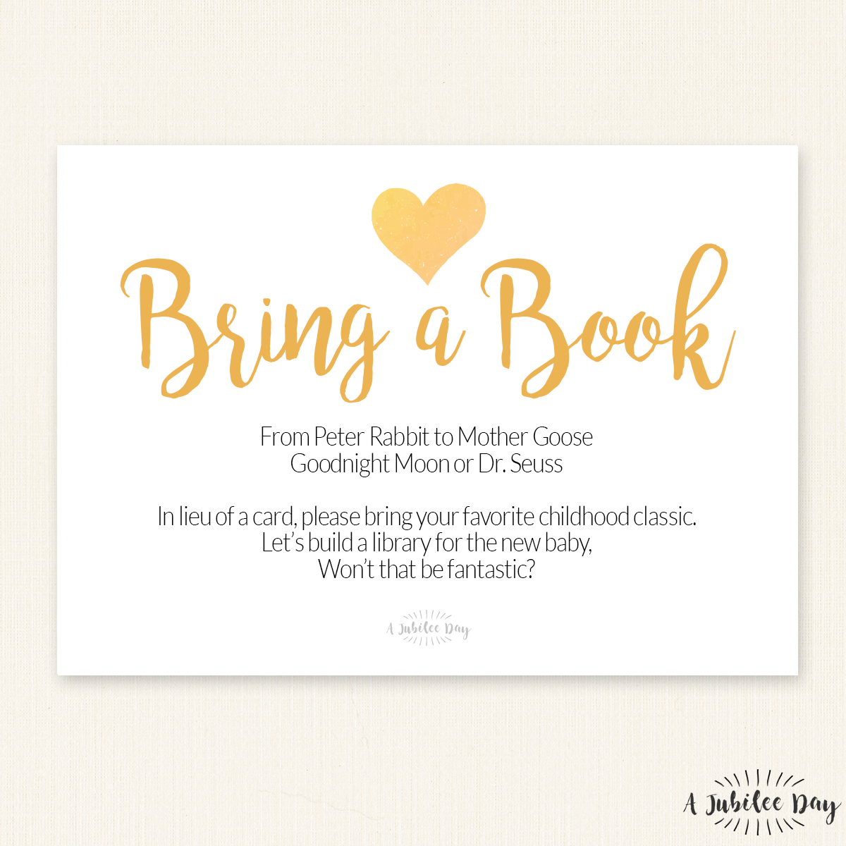 Bring Book Request Card (6 Designs!) - A Jubilee Day