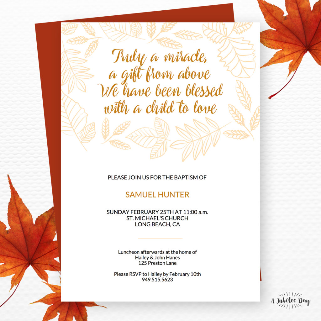 Fall Baptism Invitation - A Jubilee Day