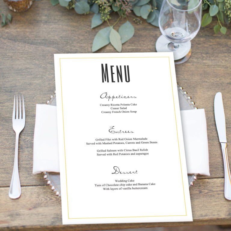 Simple Yellow Menu Card - A Jubilee Day