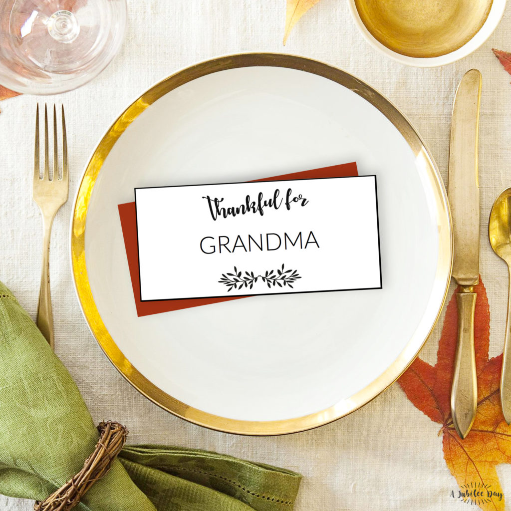 Thanksgiving Name cards - A Jubilee Day