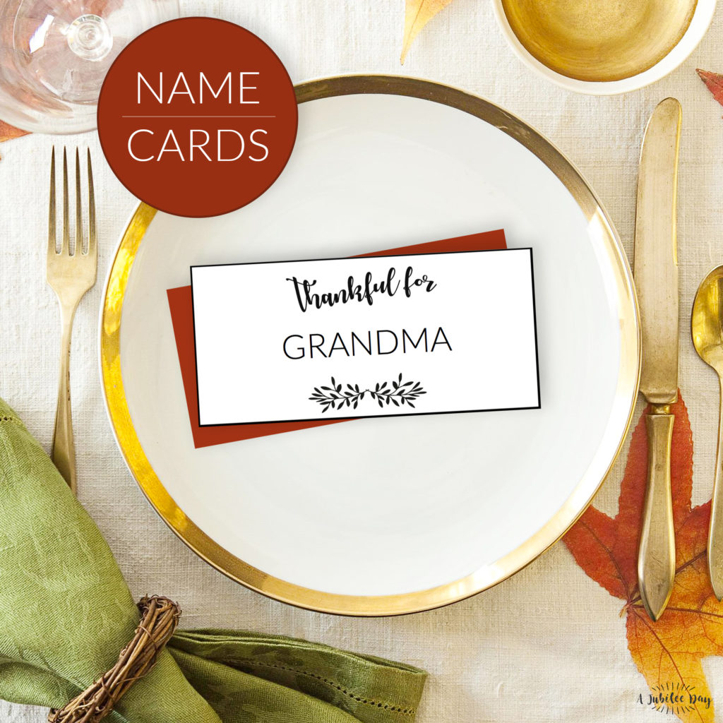 Thanksgiving Name cards - A Jubilee Day